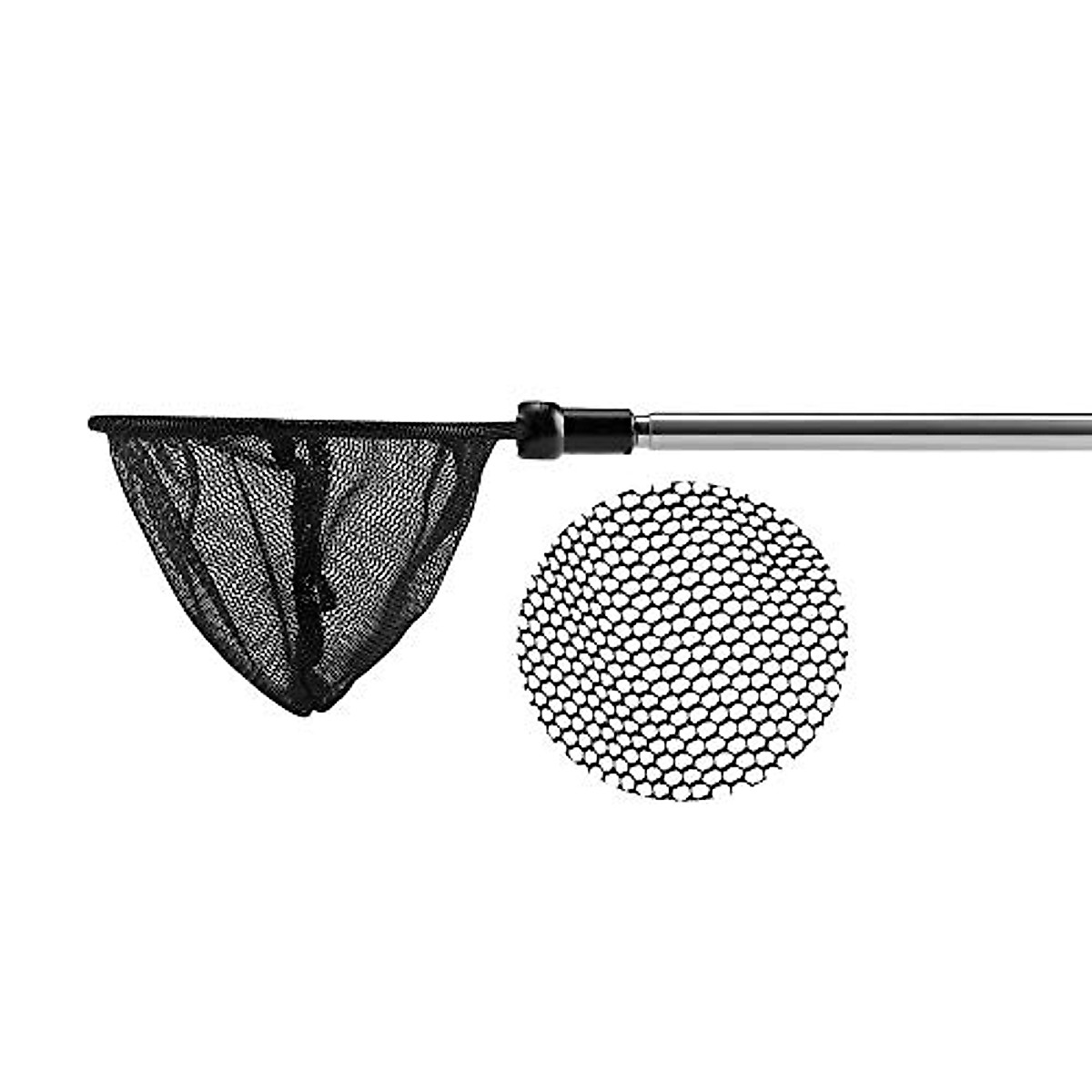 Lpraer Aquarium Fish Net 3.5" Round Fish Net with Extendable 9.8"-24.4" Telescopic Stainless Steel Long Handle Fine Mesh Fish Net for Fish Tank