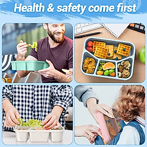 Bento Lunch Box for Kids (4 Pack), 4-Compartment Meal Prep Container with Transparent Cover, Freezer and Dishwasher Safe Food Storage Containers, Reusable Bento Adult Lunch Box for Work School Travel