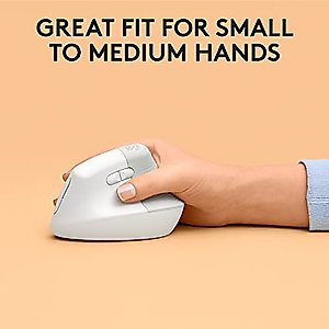 Logitech Lift for Mac Wireless Vertical Ergonomic Mouse, Bluetooth, Quiet Clicks, Silent Smartwheel, 4 Customizable Buttons, for macOS/iPadOS/MacBook Pro/Macbook Air/iMac/iPad - Off White