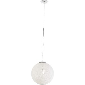 Modway Spool Woven Cotton 16" Round Pendant Light Chandelier in