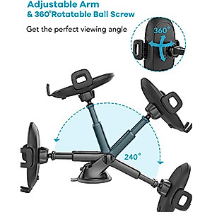 APPS2Car Suction Cup Phone Holder Windshield/Dashboard/Window, Universal Dashboard & Windshield Suction Cup Car Phone Mount with Strong Sticky Gel Pad, Compatible with iPhone, Samsung &Other Cellphone