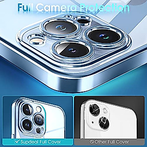 Supdeal Crystal Clear Case for iPhone 13 Pro Max, [Not Yellowing] [Military Grade Drop Tested] Shockproof Protective Phone Case Soft Silicone Slim Cover with Camera Protection, 6.7 inch, Blue