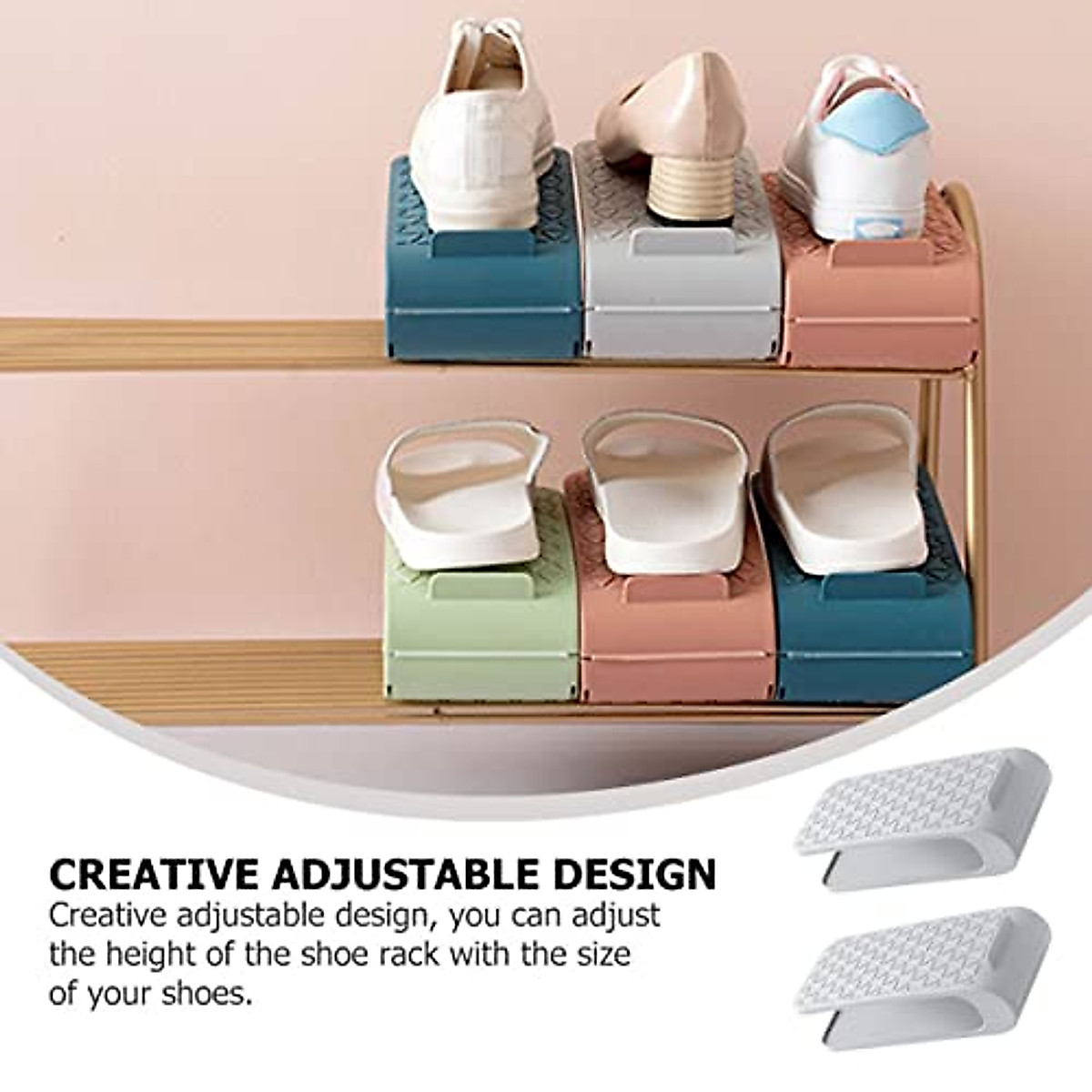 Cabilock 6pcs Shelves Stack Saver Heel Display Storage Shop Organizer Easy Organizers Layer Organization Saving Deck Grey Space Rack Slot Home Slipper Clo for Holders Slots Shoes Height