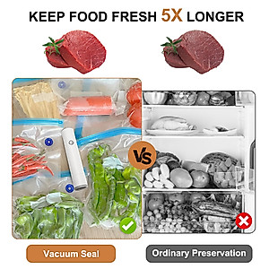 ESLKNOE Handheld Vacuum Sealer, Portable Cordless Vacuum Sealer Machine for Food Preservation Fresh & Save Vacuum Wine Sealer with 5pcs Reusable Zipper Vacuum Bags (1 Pump+5 Bags)