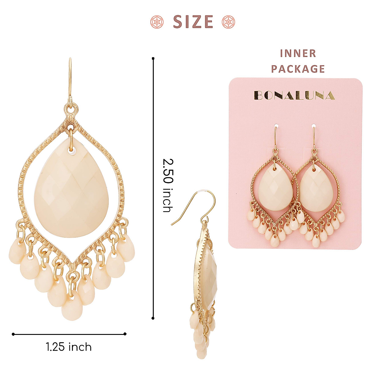 Bohemian Multi Beads Tassel Chandelier Dangle Drop Earrings for Women