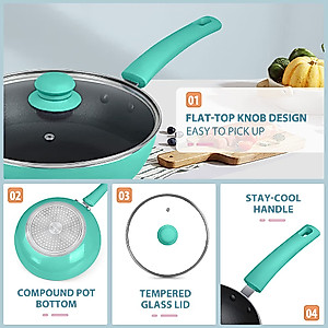 SHINEURI 6 Pieces Nonstick Pans with Lids Nonstick Frying Pans with Lid Nonstick Skillet with Lids Ceramic Pan with Lids Ceramic Skillet Nonstick Pans, Ceramic Pans for Cooking - 9.5/9.5/11 Inch