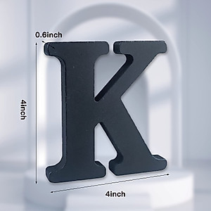 AOCEAN 4 inch Black Wood Letters Unfinished Wood Letters for Halloween Decorative Standing Letters Slices Sign Board Decoration for Craft Home Party Projects (K)