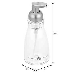 InterDesign Foaming Soap Dispenser for Kitchen, Bathroom, Sink, Vanity, Pack of 1, Clear/Brushed Nickel