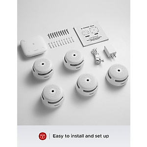 X-Sense Smart Smoke Detectors with SBS50 Base Station, Wi-Fi Smoke Alarm Compatible with X-Sense Home Security App, Wireless Interconnected Mini Fire Alarm, Model FS51