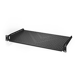 AC Infinity Vented Cantilever 1U Universal Rack Shelf, 10" Deep, for 19” equipment racks. Heavy-Duty 2.4mm Cold Rolled Steel, 60lbs Capacity