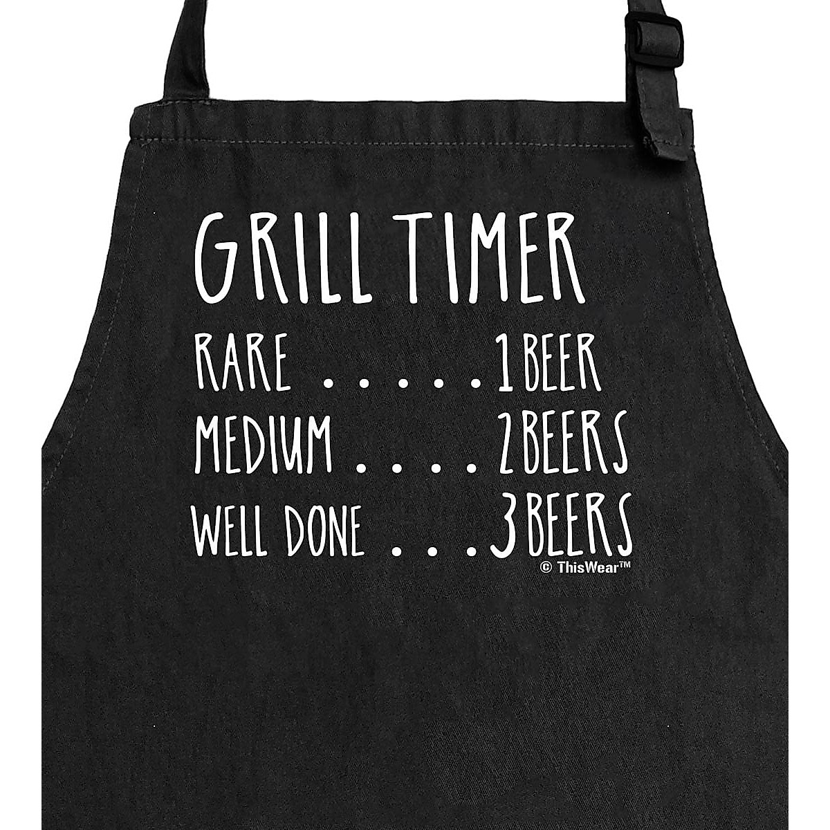 Funny Aprons for Men Grill Timer Beer Count Funny Grilling Apron Two Pocket Man Apron Black [PPP]