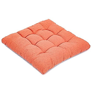 POMIU Outdoor Chair Cushions for Patio and Garden Furniture, Chair Pads Set Premium Comfortable Thick Fiber Fill Tufted Seat Floor Cover (2 Pack, 19" x 19", Orange)