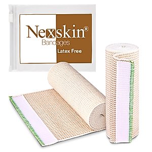 Premium Elastic Bandage Wrap (6” Wide, 2 Pack) - Nexskin Latex Free Athletic/Medical Compression Bandages Hook & Loop Fasteners at Both Ends - Lifetime Washable & Reusable USA Grown Cotton Bandage