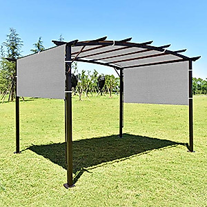 Eden's Decor Straight Flat Edge Sun Shade Sail with Grommets, Pergola Shade Cover Outdoo Sun Shade, Patio Shade, Deck Shade(Grey, 5' X 10')