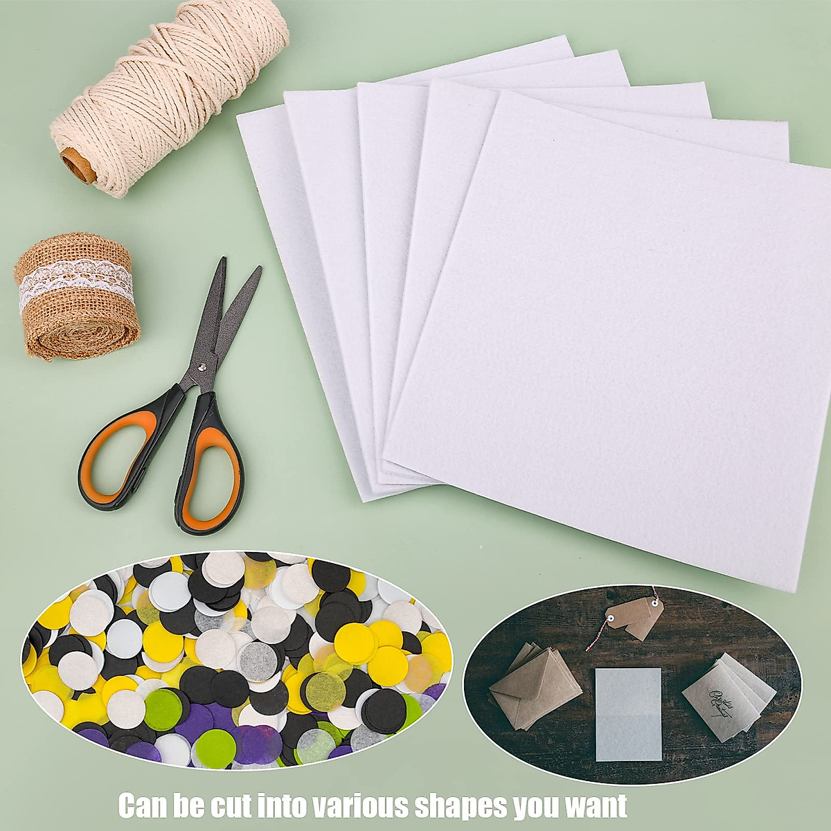 SAVITA 5 Pieces 10 x 9 Inch 3 mm Thick Felt Sheets, Hard Felt Fabric Sheets Halloween Felt Fabric for Patchwork Sewing Crafts (White)