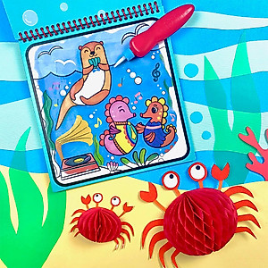 Bright Stripes Let's Craft Magic Reveal Pad No Mess Water Coloring Book Kids Arts and Crafts Fun Painting Learning Activities Book 3 Pack with Refillable Brush, Children’s Travel Toys, Whimsical Art