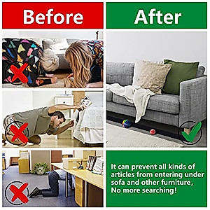 32.8 Feet Under Sofa Toy Blocker,Adjustable Gap Bumper,Sectional Connectors for Sliding Sofas,Bumper Guard for Avoid Things Sliding Under Couch & Furniture(Include 19.6" Adhesive Mounting Strap)