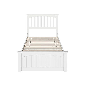 AFI, Becket Twin XL Solid Wood Low Profile Platform Bed with Matching Footboard, White