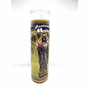 Holy Death 7 Day Yellow Candle -veladoras para la Santa Muerte , Santa Muerte Veladora-Santisima Muerte-7 Day Candle- devotional Candle- Yellow Candle- Good Luck and Financial Prosperity