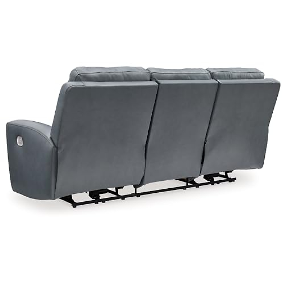 Signature Design by Ashley Mindanao Contemporary Leather Match Upholstered Power Reclining Sofa with Adjustable Headrest and USB Ports, Gray