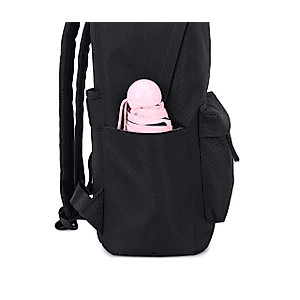 Acmebon Casual Waterproof Backpack for Girl and Boy Pure Color Bookbag for Teen Black