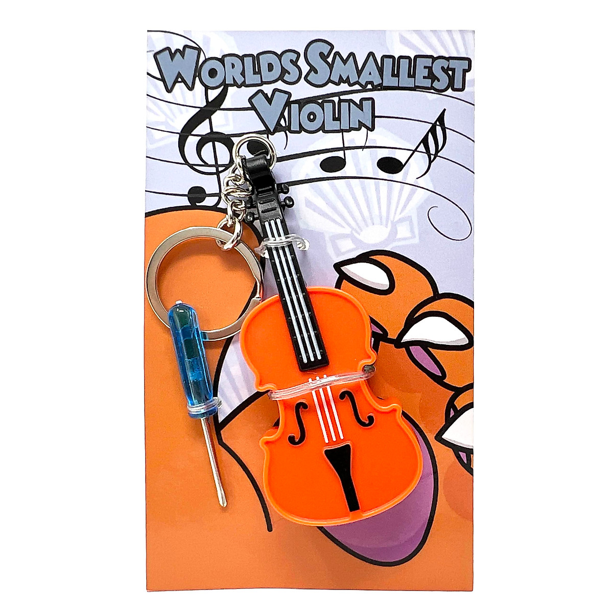MunnyGrubbers - Original World's Smallest Violin Toy Keychain With Playable Sad Music - Mini Tiny Violin Keychain with Sound - Meme - Novelty - Funny - Joke - Gift - (WSV-V1-1P)