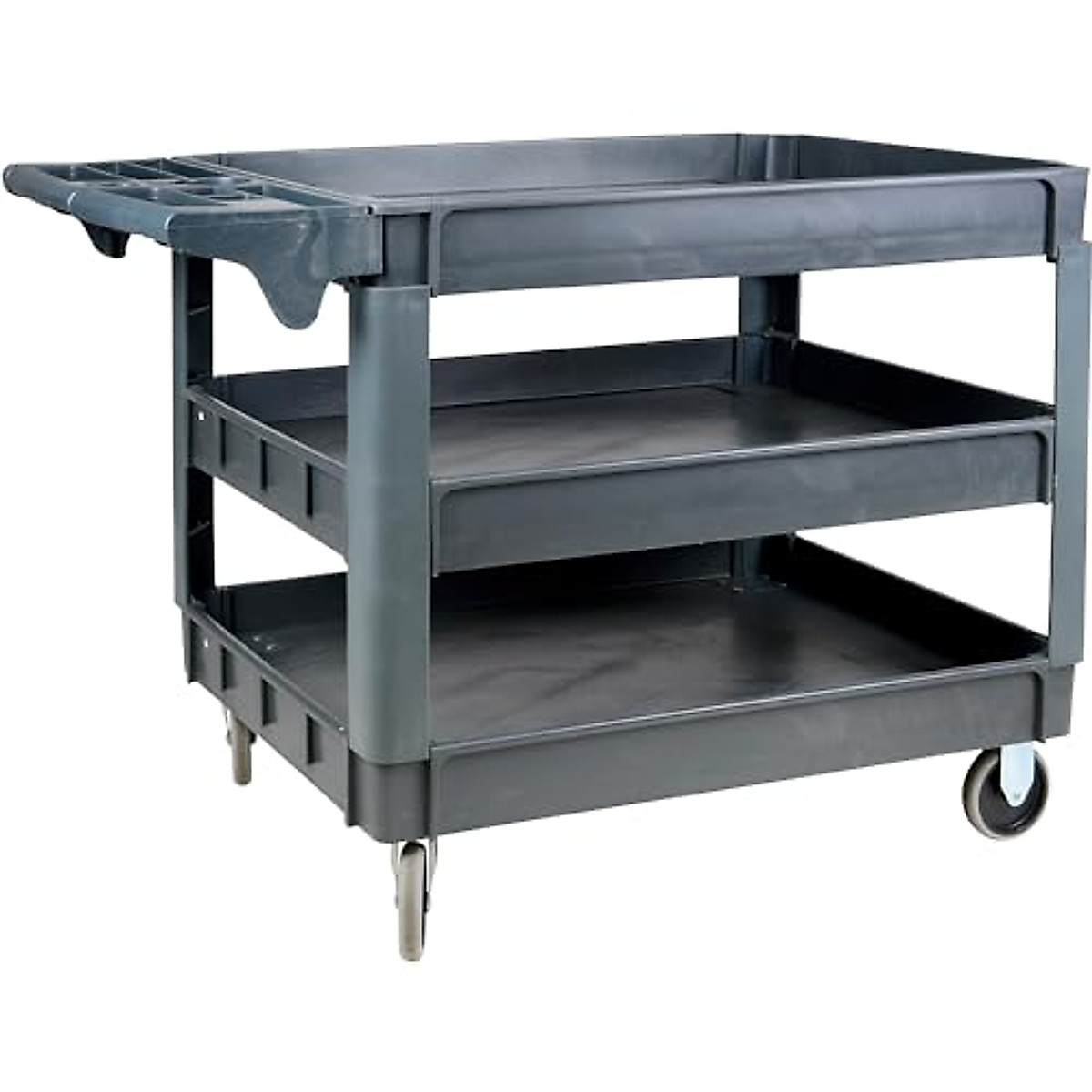 Ironton 500-Lb. Capacity 3 Tray Utility Cart, Maintenance-Free Structural Foam Construction Cargo Pushcart, Scratch Resistant, Easy to Clean Service Cart, 46 3/5in.W x 25 2/5in.D x 32 7/10in.H