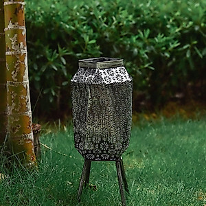 MicDecor 2 PackWrought Iron Solar Palace Lanterns in The Garden, Solar Lights in The Lakeside (Silver)
