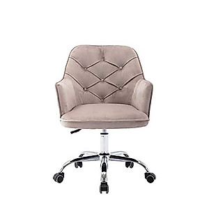 Gecheer Velvet Swivel Shell Chair for Living Room, Modern Leisure Arm Chair, 360° Swivel Office Task Chair with Wheels - Grey