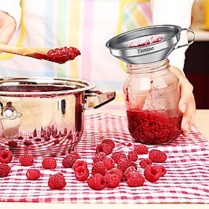 Toncoo 5-Inch Premium Stainless Steel Funnel with 200 Mesh Food Filter Strainer, Food Grade Kitchen Funnels for Filling Bottles, Metal Funnel with Strainer, Food Funnel for Kitchen