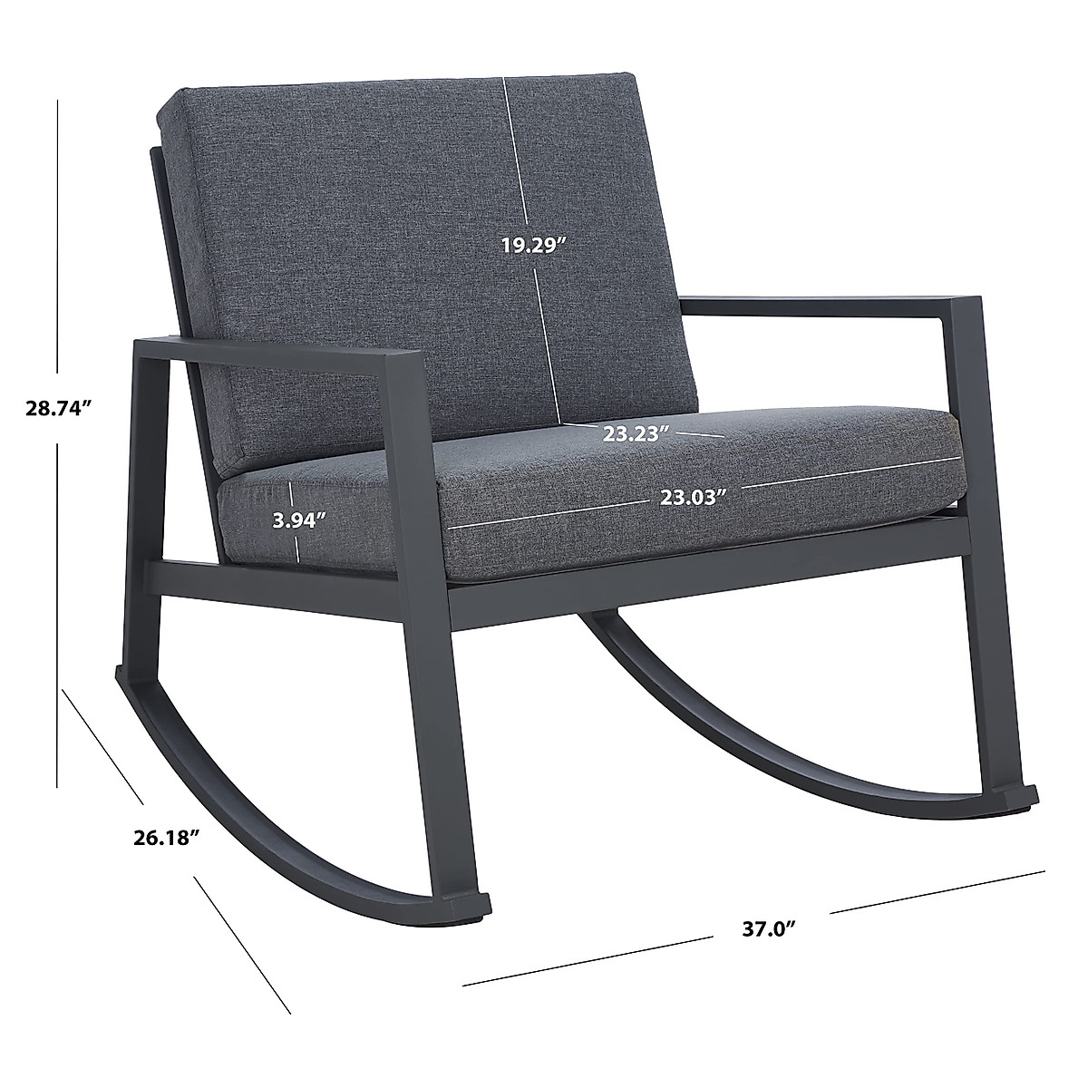 SAFAVIEH PAT7727A Outdoor Collection Cantor Grey Cushion Rocking Chair