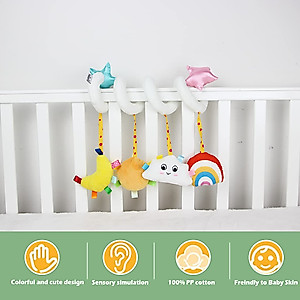 KAKIBLIN Hanging Toys for Car Seat Crib Mobile, Infant Baby Spiral Plush Toys for Crib Bed Stroller Car Seat Bar, White
