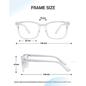 EYLRIM Square Frame Clear Lens Glasses Non Prescription Eyeglasses(A4 Transparent)