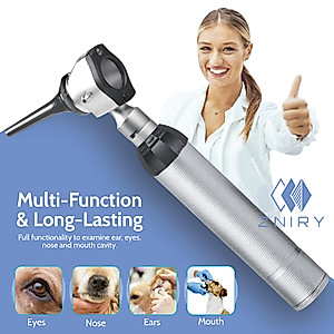 Zniry Veterinary Otoscope Opthalmoscope LED ENT Diagnostic Set, with Diagnostic Premium Instruments Vet Otoscope Set, Otoscope for Dogs, Pet Otoscope