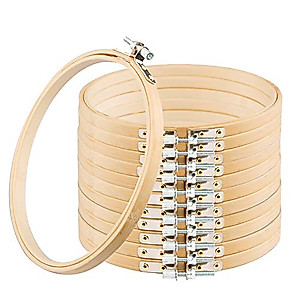 GIEMSON Embroidery Hoop 12 Pieces 8 Inch Round Embroidery Hoops Bamboo Circle Cross Stitch Hoop for Embroidery and Art Craft Sewing