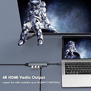 USB C Hub, HUBFINDER 9 in 1 Multiport Adapter with 100W Power Delivery，4K HDMI Output，3 USB3.0 and USB-C 5 Gbps Data Ports，SD/TF Card Reader，3.5mm Headphone Jack，for MacBook Air, MacBook Pro,iPad Pro