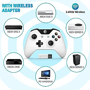 Xbox Controller with 1400mAh Lithium Battery, Xbox One Controller with 2.4GHz Wireless Adapter, Wireless Xbox Controller Compatible with Xbox One, Xbox Series X/S, Xbox One X/S Consoles and PC
