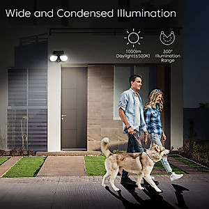 Consciot Solar Lights Outdoor, Ultra Bright Motion Sensor Solar Security Light 1000lm, 40 LED Wall Flood Light with Adjustable Dual Heads, IP67 Waterproof for Garage Patio Garden, Cool White, 2 Pack (OC-WL-001A)