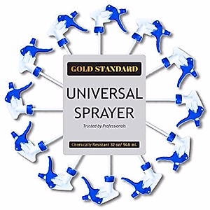 Gold Standard 32 oz Spray Bottle Trigger Replacement -- Commercial Spray Nozzles -- Trigger Sprayer Bottle Heads for Plastic Spray Bottles -- Spray Triggers for Industrial Spray Bottles (12 Triggers)