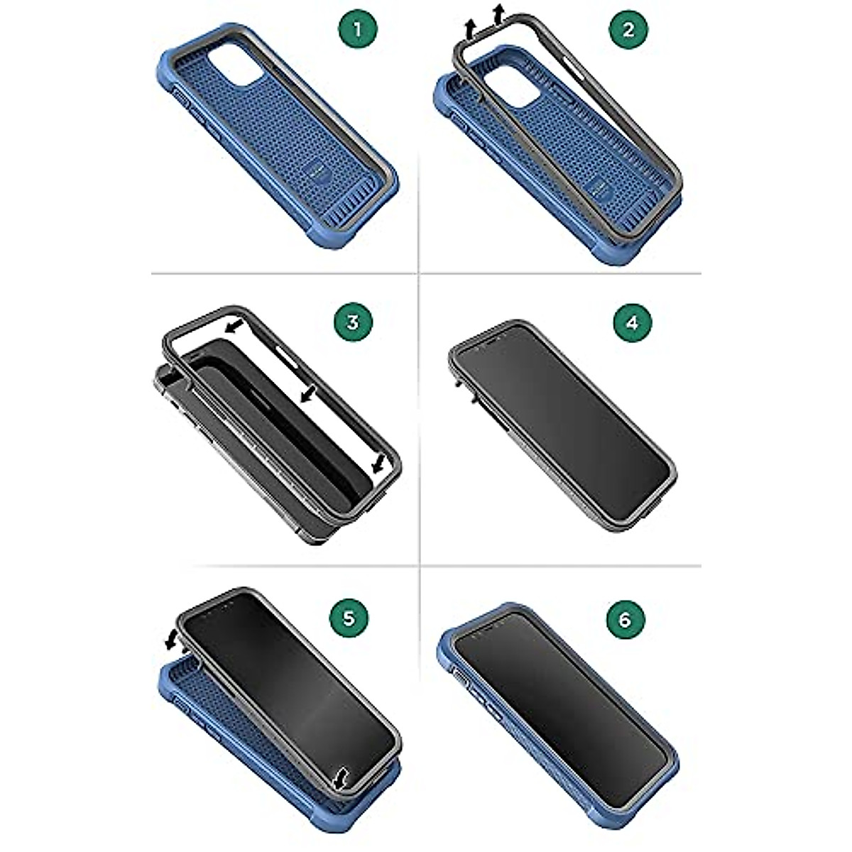 Encased Falcon Armor Designed for iPhone 13 Mini Case with Screen Protector - Ultra Protective Full-Body Cover (Built-in Screen Guard) Black