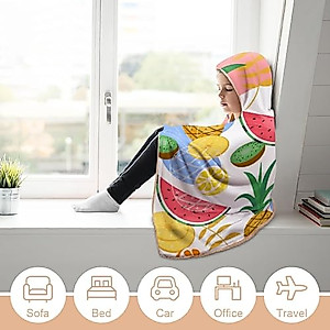 TaoYTao 60"x80" Women Summer Fruit Pattern Blanket Hoodie, Foldable Wearable Funny Hooded Blanket Robe Cloak, Christmas Birthday Gifts Anniversary For Wife Girlfriend Women