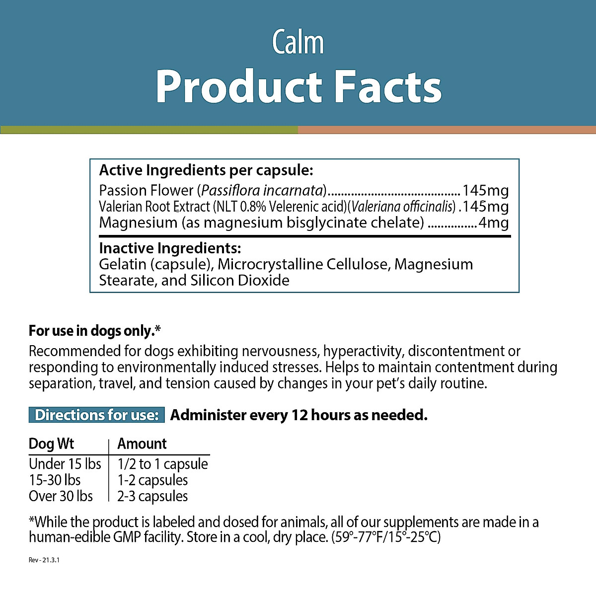 JustFoodForDogs Calm, Dog Calming Supplement for Stress, Anxiety, Travel, Thunderstorms, Hyperactivity, Fireworks - 90 Count