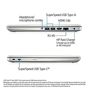 HP 2022 Newest Laptop Computer, 14" HD Display, Quad-Core Intel Pentium N5030 (Upto 3.1GHz), 8GB RAM, 256GB SSD, HD Webcam, HDMI, Bluetooth, WiFi, RJ-45, 1-Year Office 365, Win10+MarxsolCables