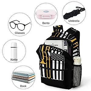 United States Flag Trombone Laptop & Tablet Backpack Study Hall Shoulder Bag Travel Daypack