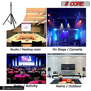 5 Core Speaker Stand Pair Tripod Floor Heavy Duty Adjustable Up to 72 Inch DJ Studio Monitor Stands Pole Mount - SS HD 2PK BLK Bag