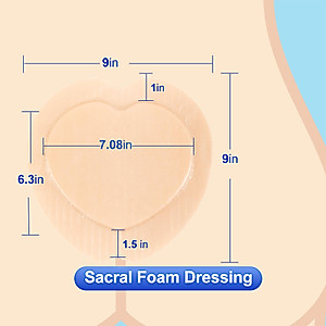 Niceful Sacral Foam Dressing 9"x9", HSA FSA Eligible, Sacral Silicone Foam Dressing with Border Bed Sore Bandages for Large Wound, 5 Pcs