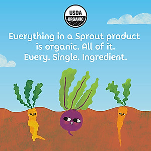 Sprout Organic Baby Food, Stage 2 Pouches, Fruit & Veggie Blend, Carrot Apple Mango, 3.5 Oz Purees (Pack of 12)