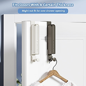 ROLIZOE 13.1in Foldable Over The Door Hooks Hanger with Expandable Bar, Space-Saving Over Door Drying Rack for Clothes, Towels, Coats, Laundry Drying Rack with 6 Grooves for Bedroom, Bathroom, Gray