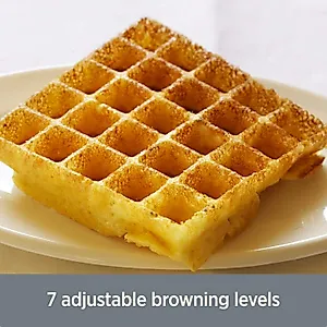 All-Clad 2100046968 99010GT Stainless Steel Belgian Waffle Maker with 7 Browning Settings, 4-Square, Silver