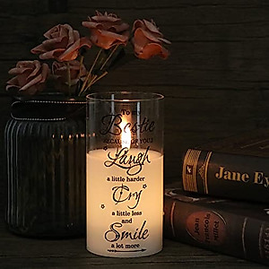 GenSwin Flameless Glass Candles Battery Operated to My Bestie Because of You I Laugh a Little Harder Thank You for Being My Unbiological Sisters Friendship Birthday Gift Bestie Friend Sister